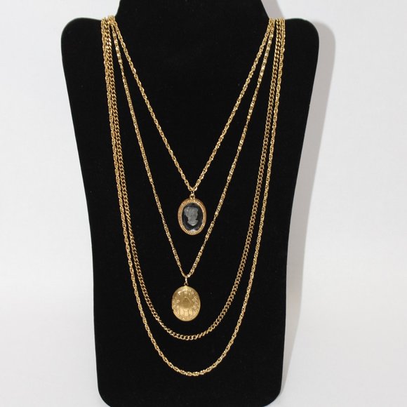 Goldette | Jewelry | Vintage Goldette Necklace 4 Strands With Intaglio ...